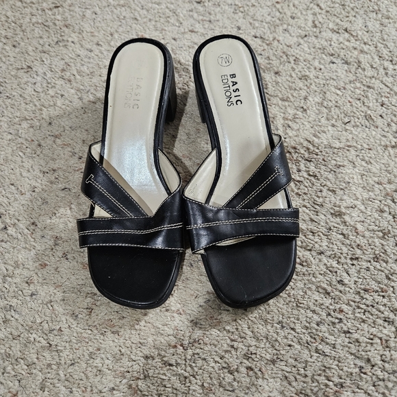 Basic Editions | Shoes | Basic Editions Black White Sandals 7w | Poshmark